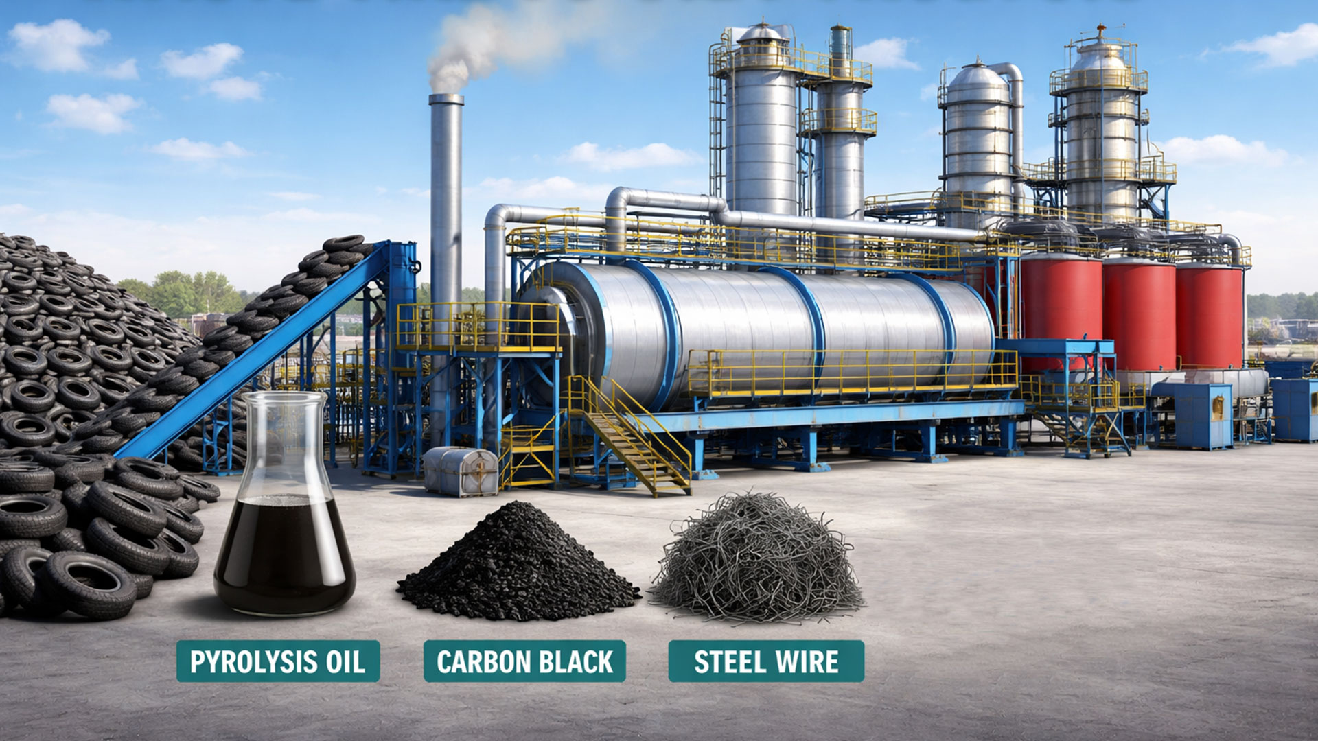 Waste Tire To Oil Pyrolysis Technology For Rubber Recycling