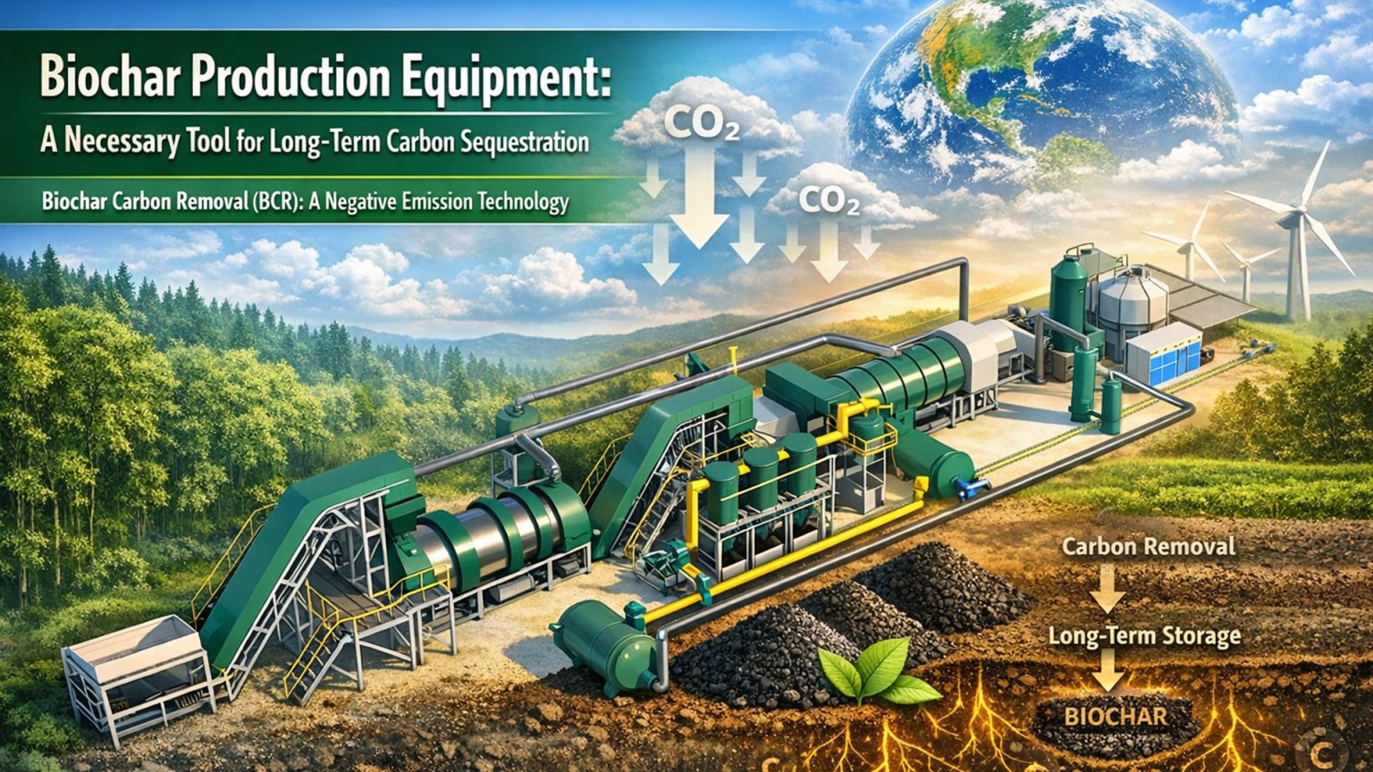 Waste Biomass Carbonization Plant For Biochar Production