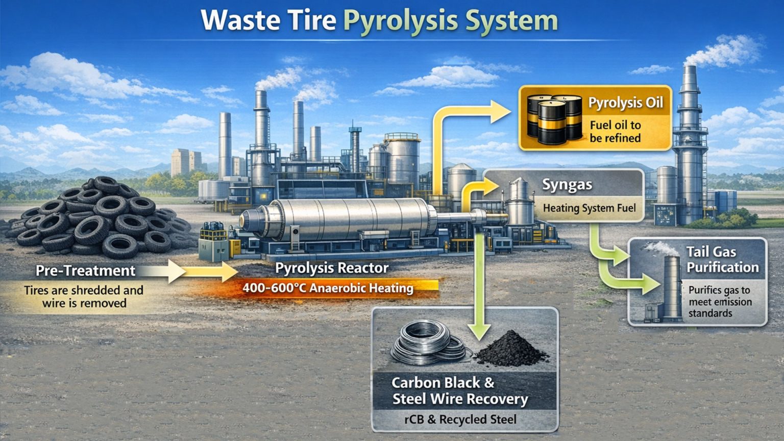 Waste Tire Pyrolysis System